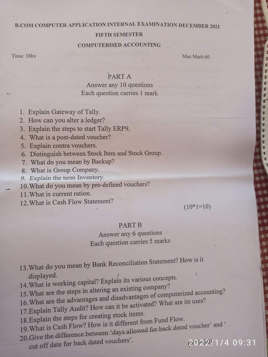 Assignment - Computerised Accounting - Assignment - Teachmint