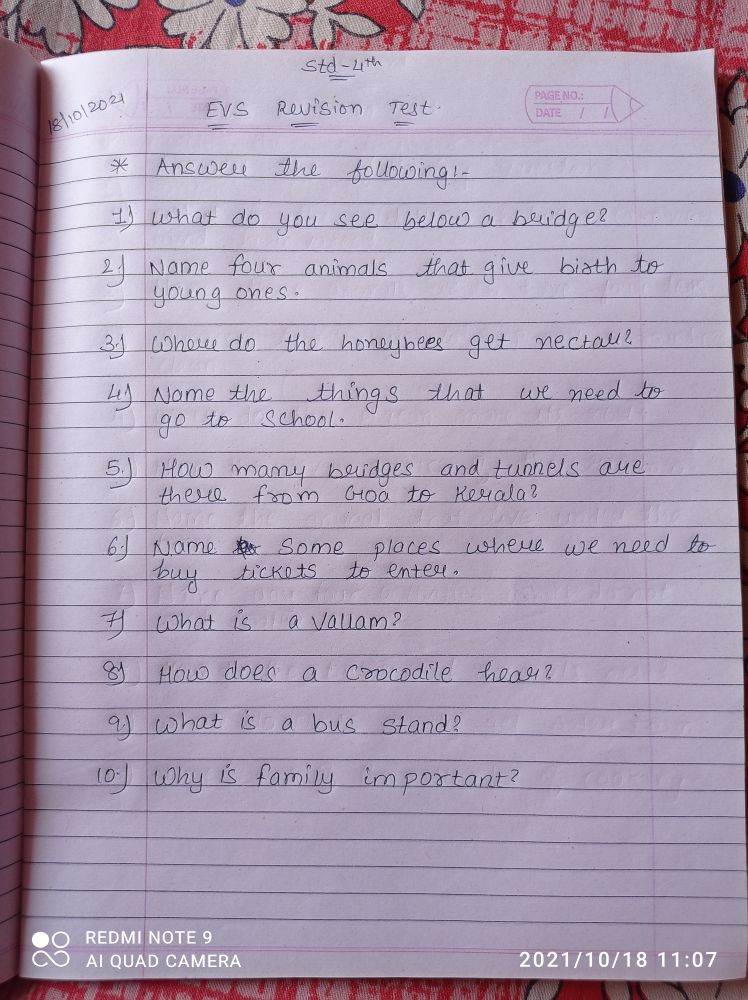 Evs Revision Worksheet 18-10-2021 - Evs - Assignment - Teachmint