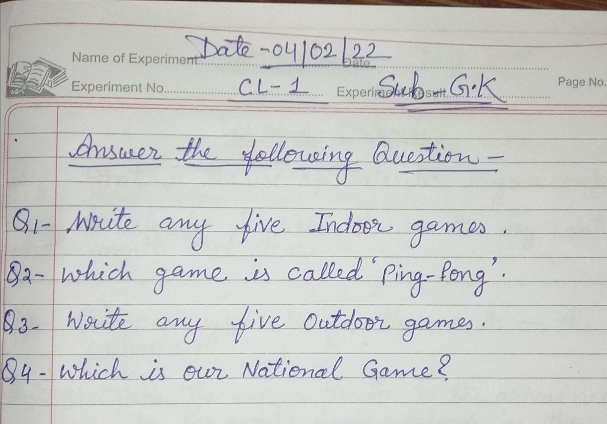 Sub. G. K. - G. K - Assignment - Teachmint