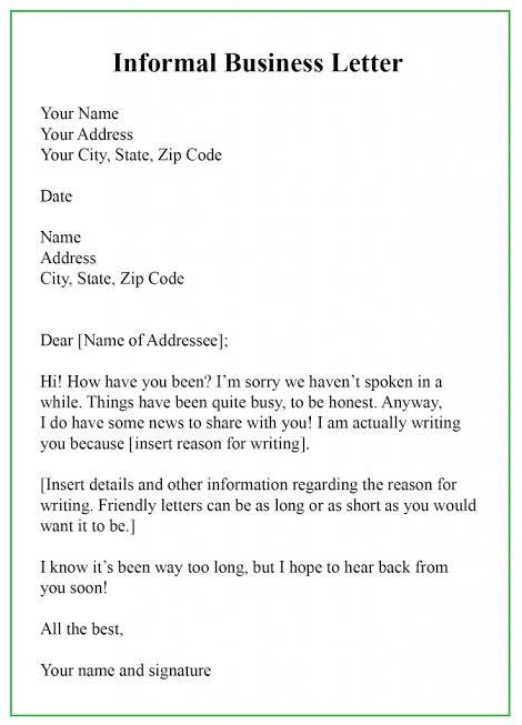 Informal Letter Format English Notes Teachmint