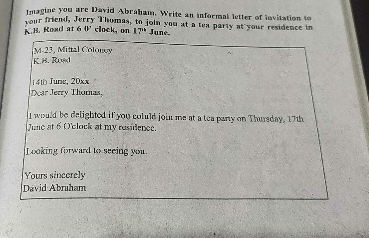 Invitation Card Format Class 12 Hot Picture