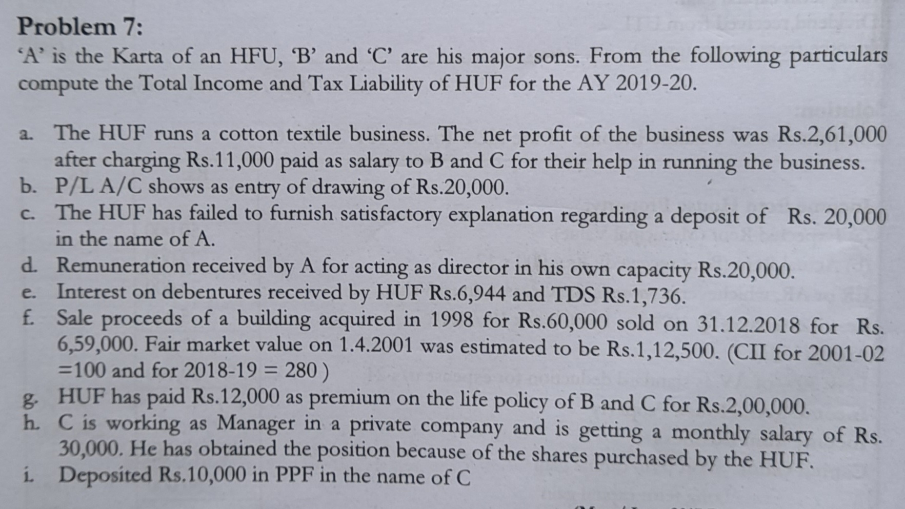 Problem - BUSINESS TAXATION - Notes - Teachmint