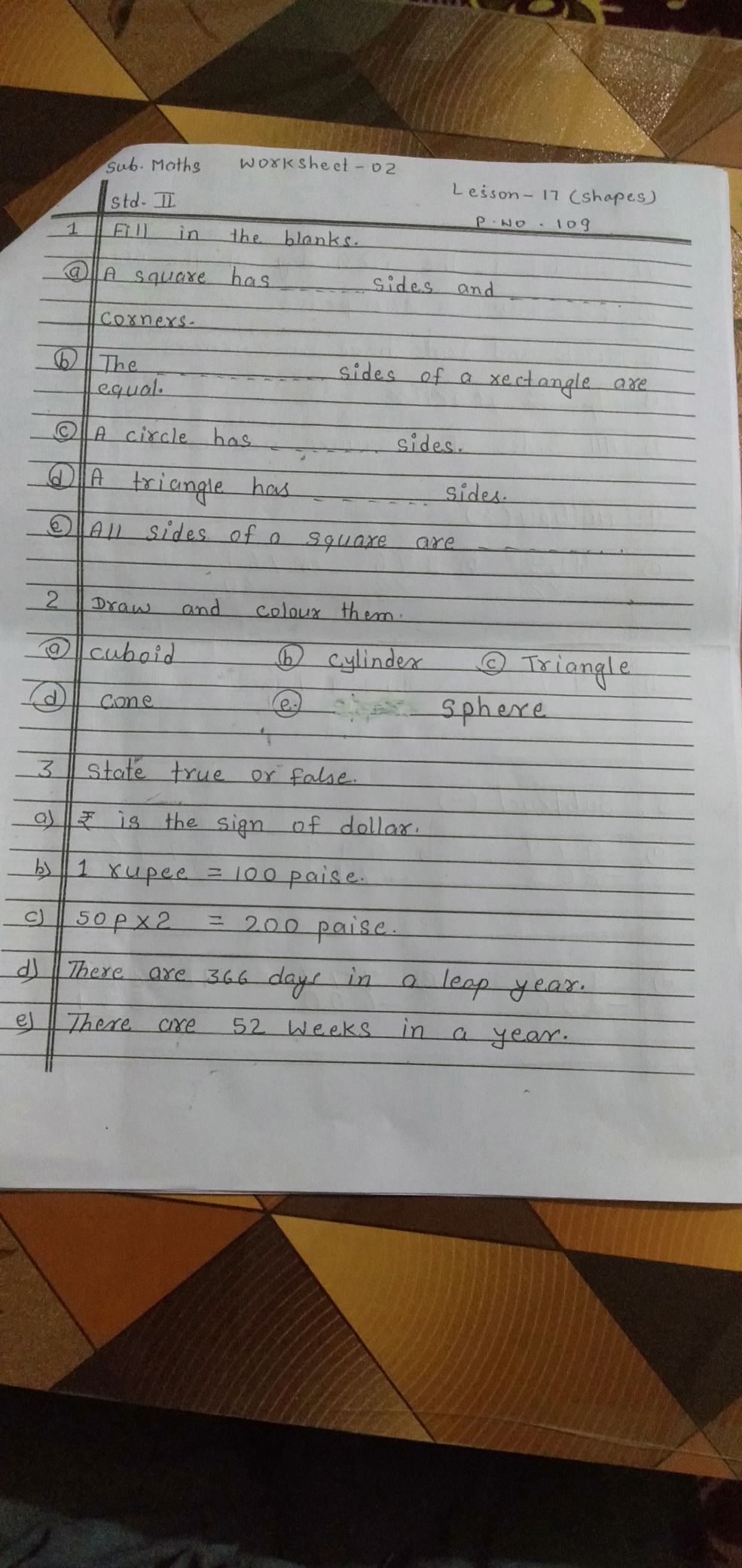 Worksheet 2 - MATHS - Assignment - Teachmint