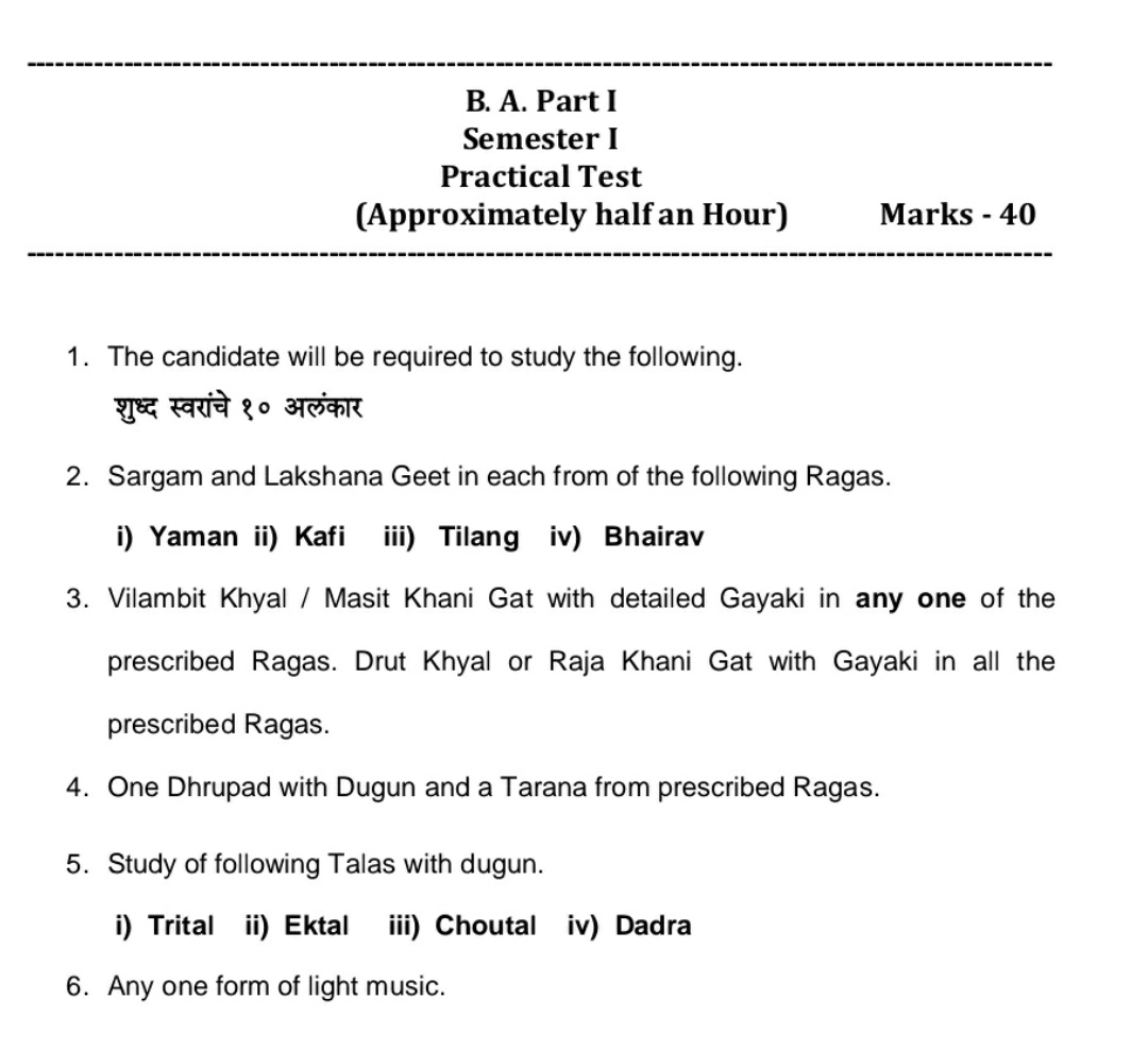 Syllabus Practical - Music - Notes - Teachmint