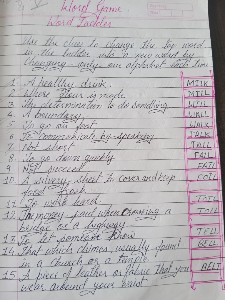 Word Ladder / Game - General Knowledge - Notes - Teachmint