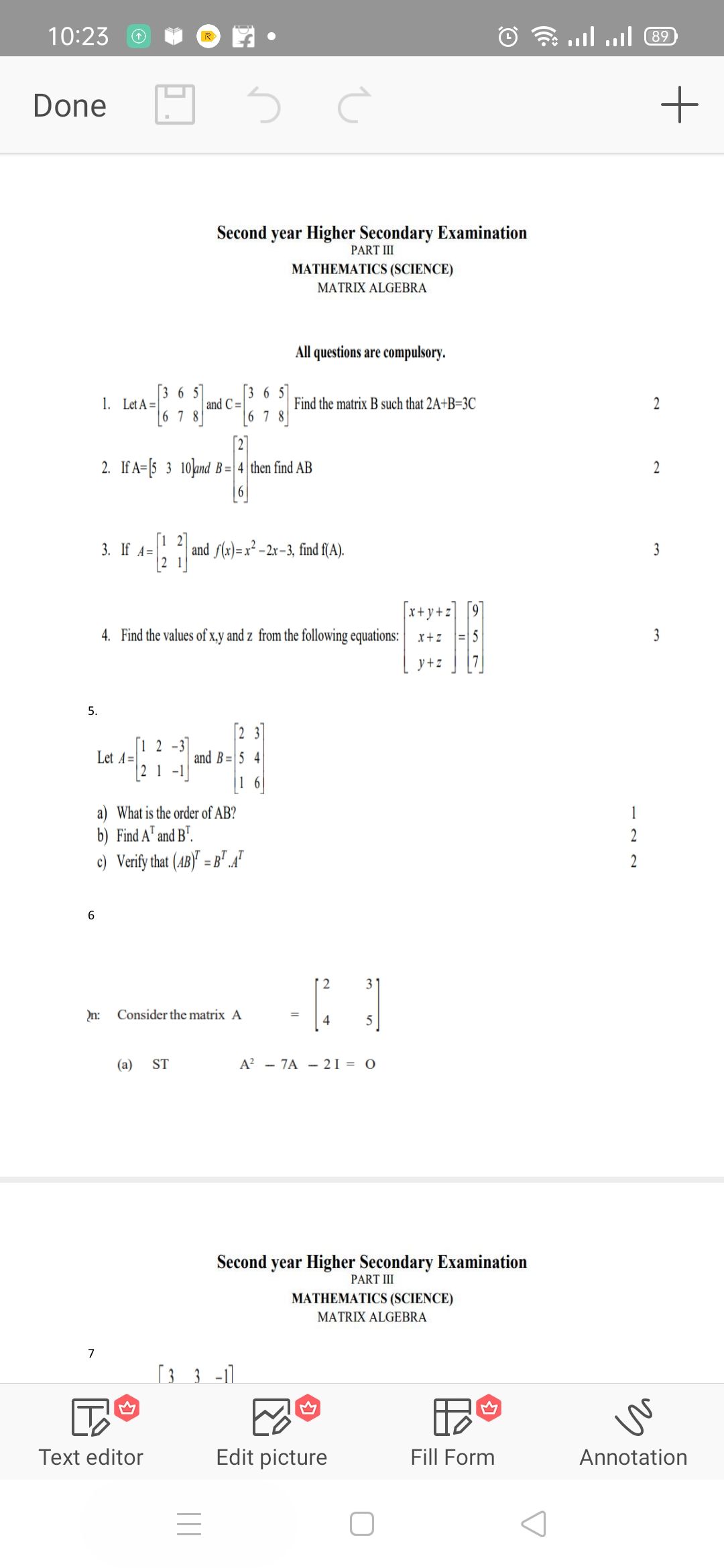 Matrix - Mathematics - Assignment - Teachmint