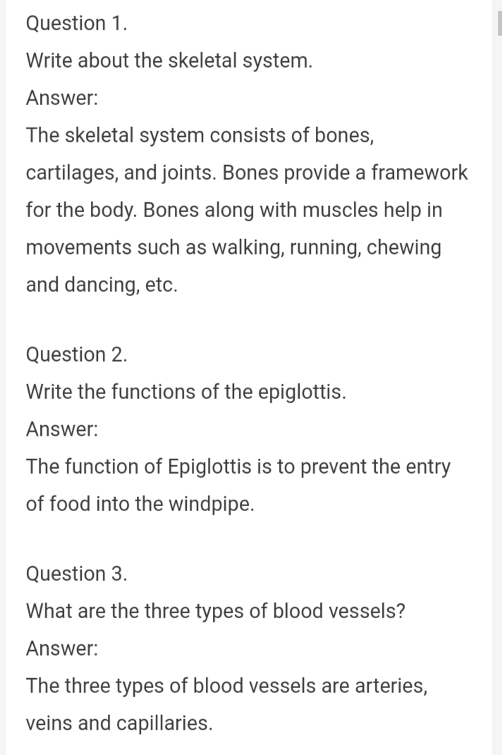 Short Answer - Science - Notes - Teachmint