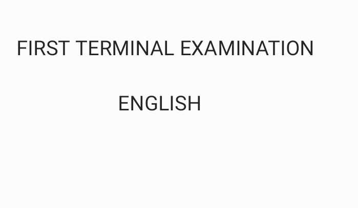 FIRST TERMINAL EXAMINATION - English - Subjective Test - Teachmint