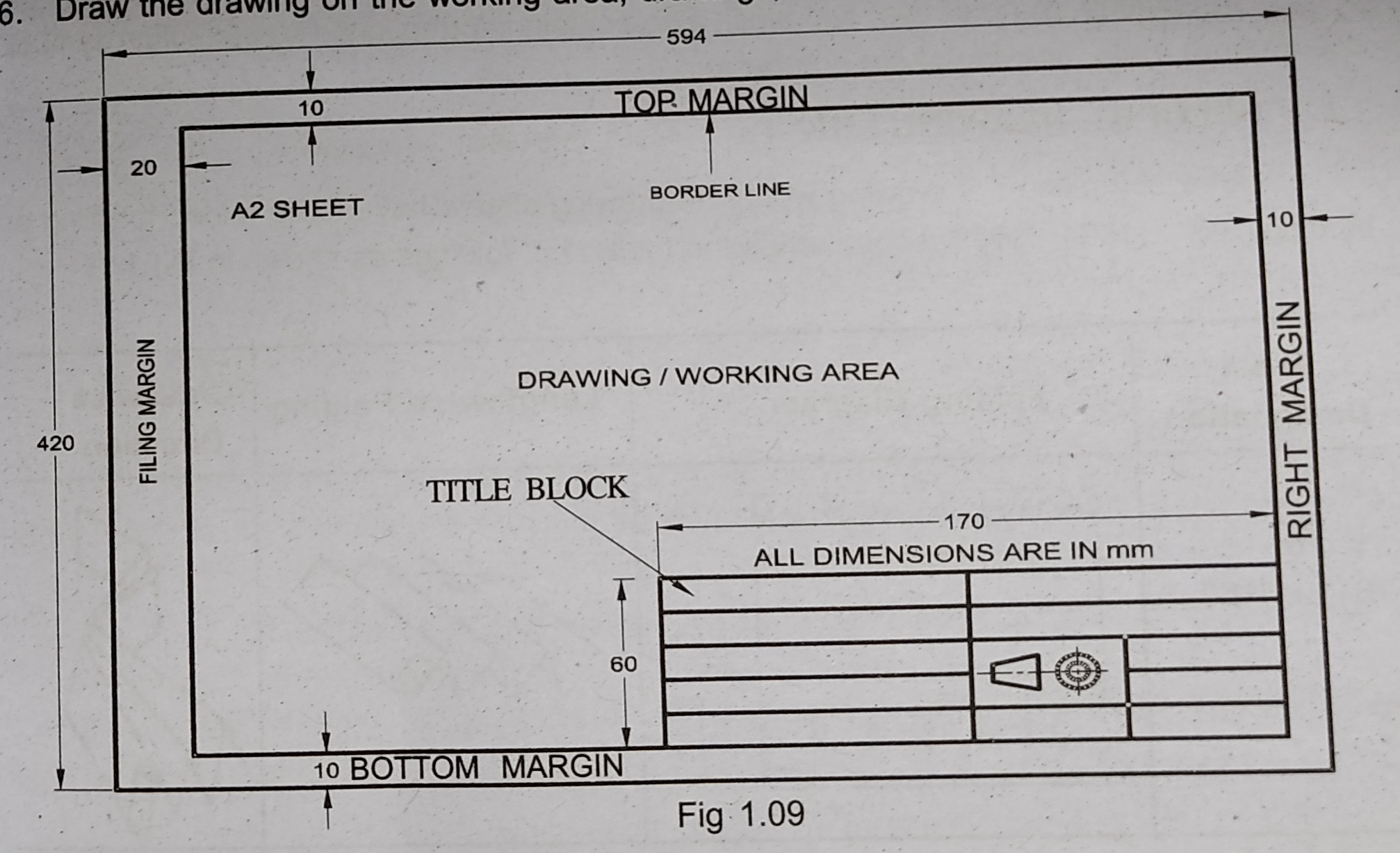 Drawing Sheet Border With Title Block Engineering Graphics Notes 