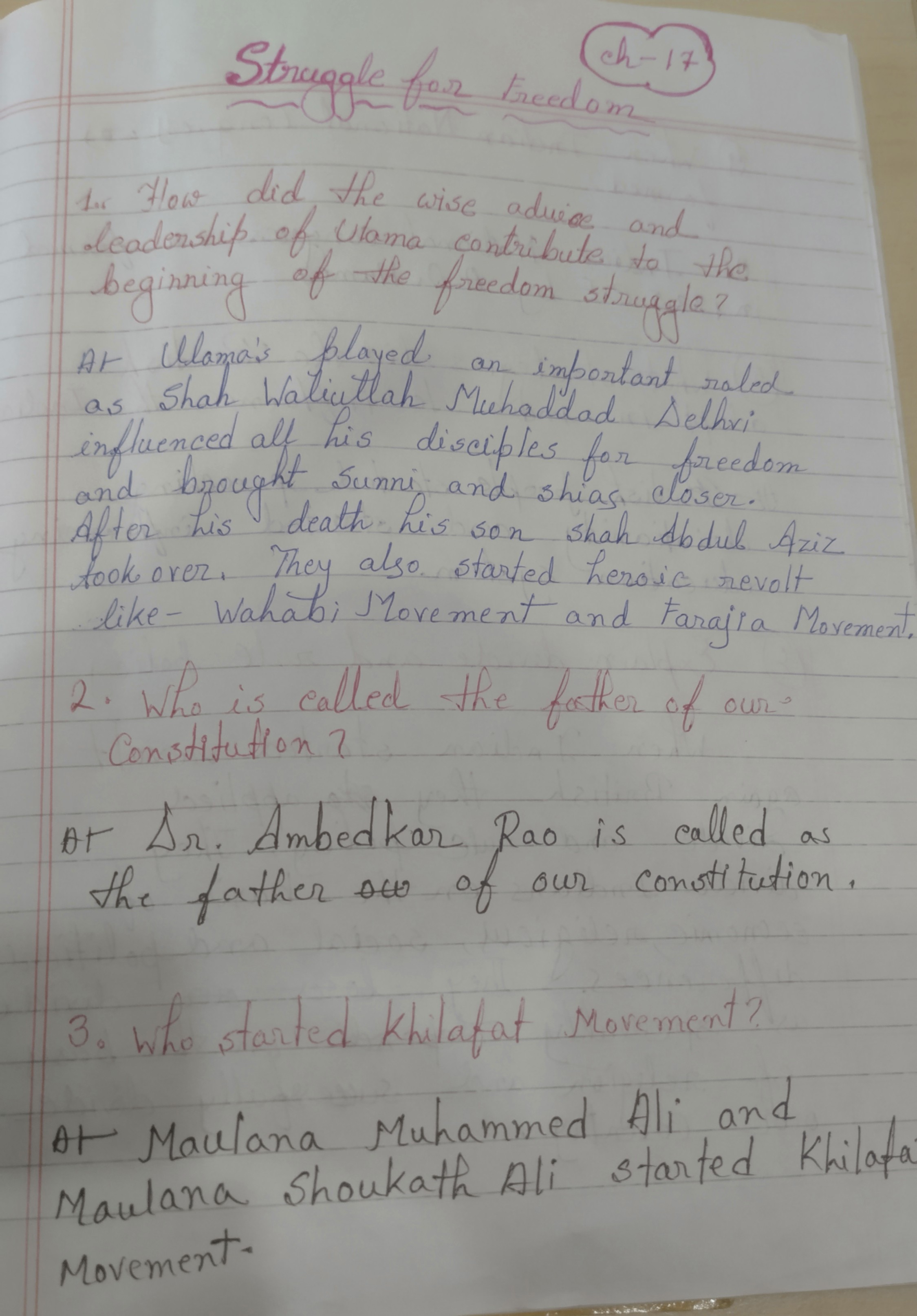 Freedom Struggle Of India - Social Science - Notes - Teachmint