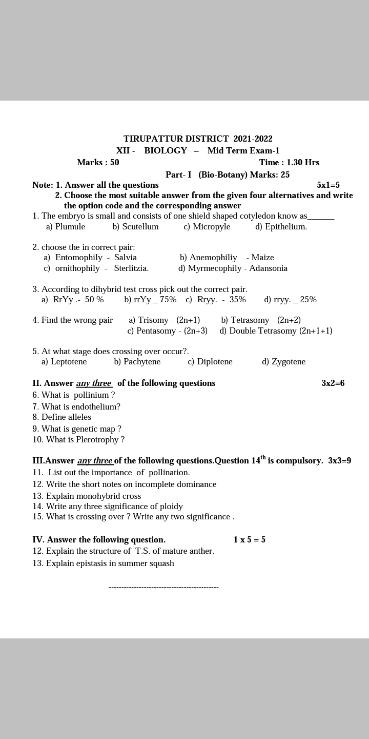 Biology 12 - BOTANY - Notes - Teachmint