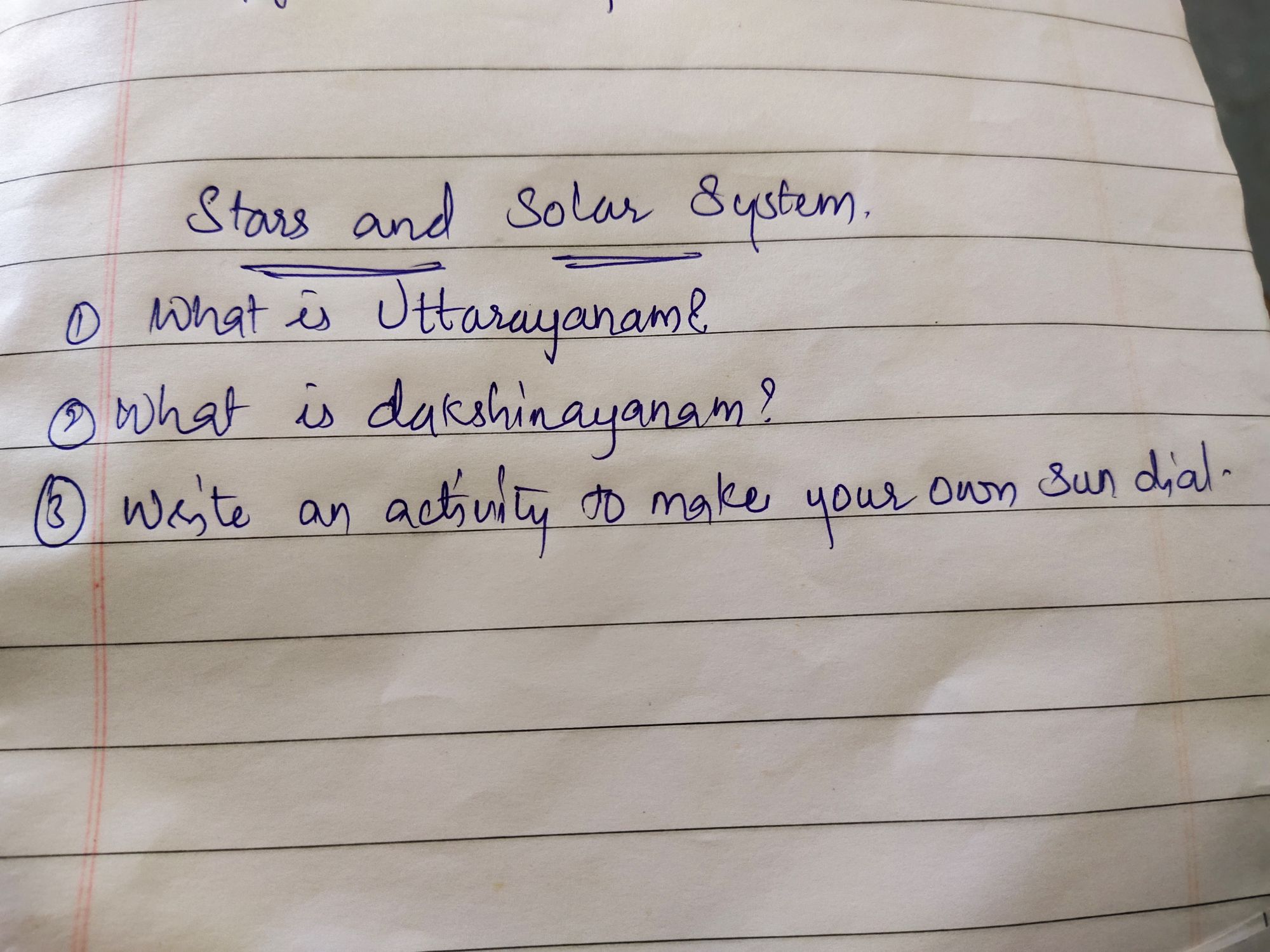 Stars And The Solar System - Physical Science - Assignment - Teachmint