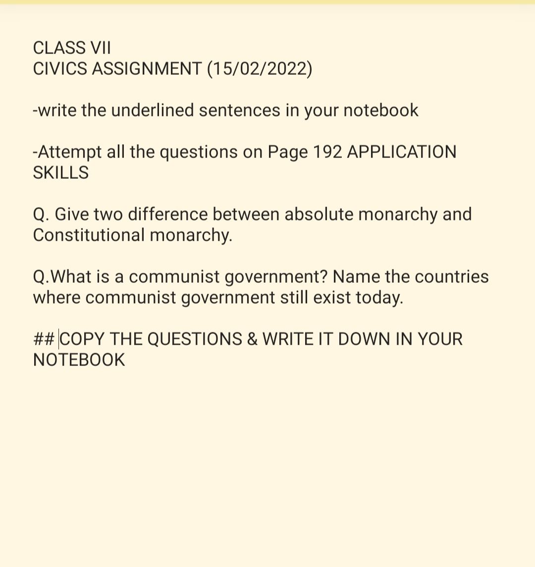 LESSON 25 - Civics - Assignment - Teachmint
