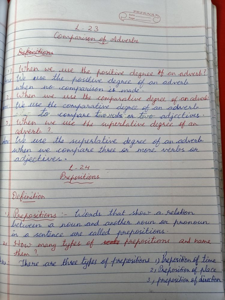 Notebook Work - English Course - Notes - Teachmint