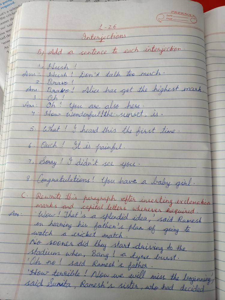 Notebook Work - English Course - Notes - Teachmint