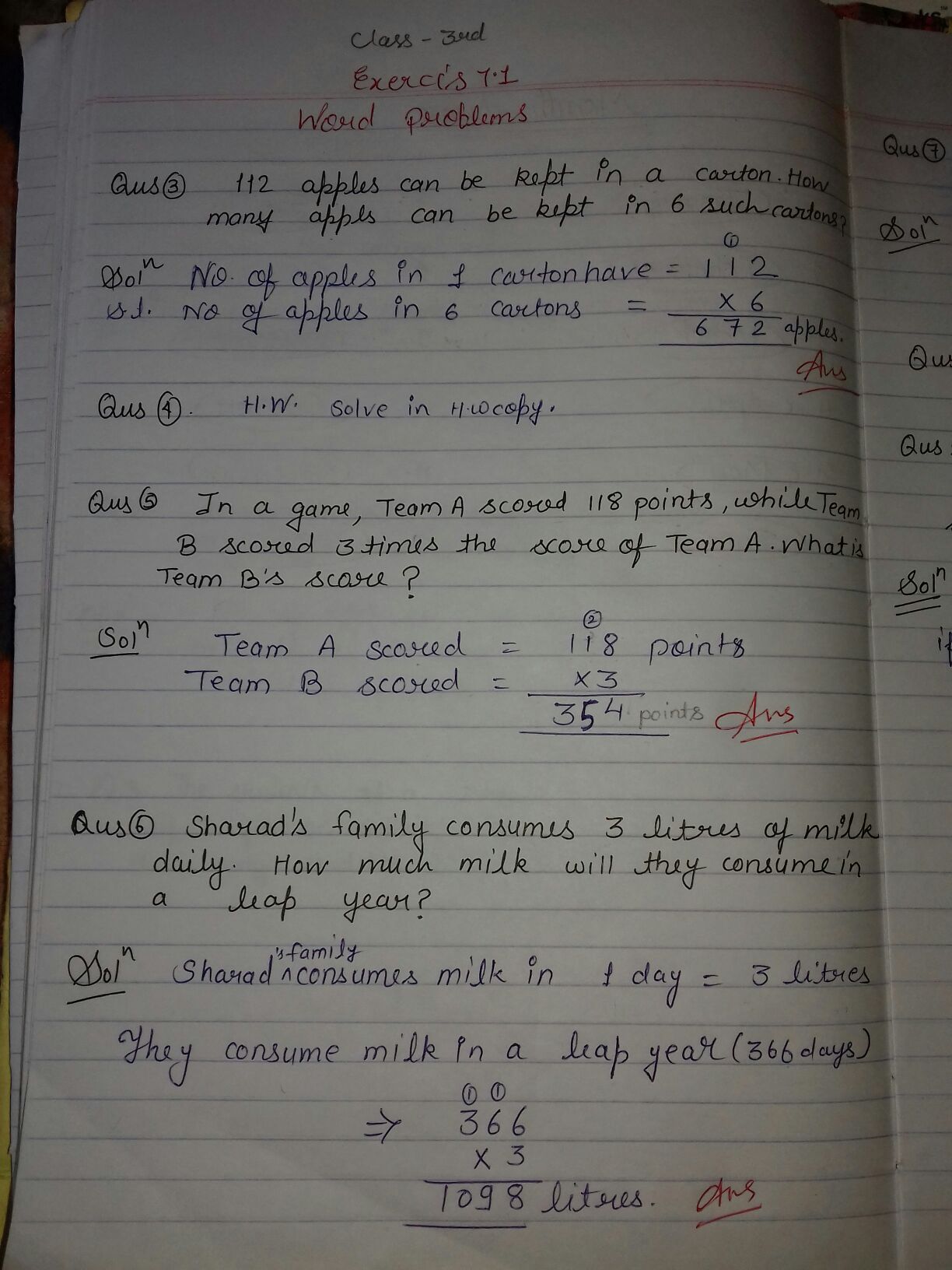 Chapter -7 (Multiplication ) - MATHS - Assignment - Teachmint
