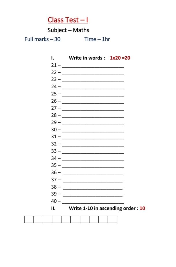 Maths - English - Subjective Test - Teachmint