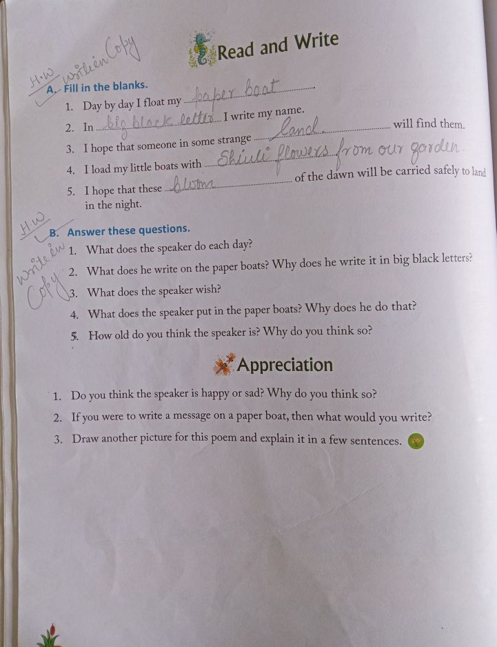 Paper Boat - English - Assignment - Teachmint