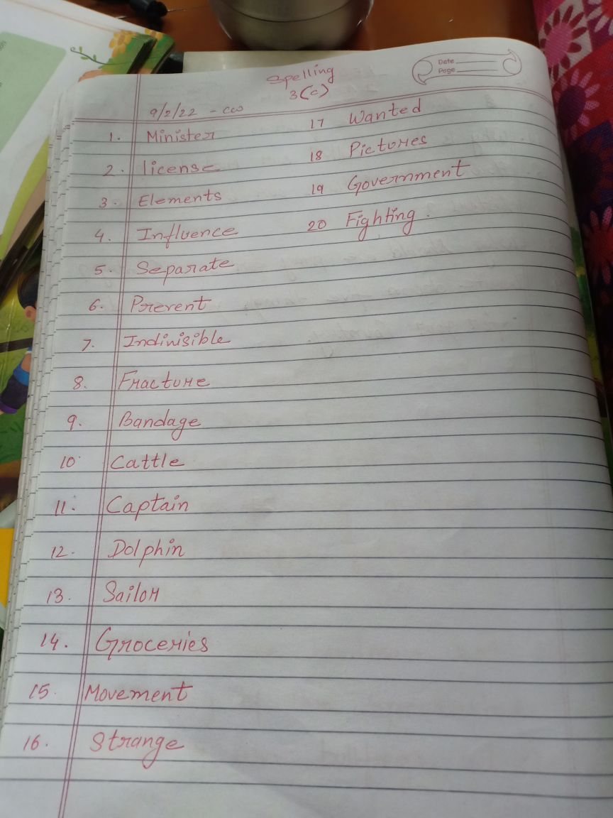 Spelling 9/2/22 - Spelling - Notes - Teachmint