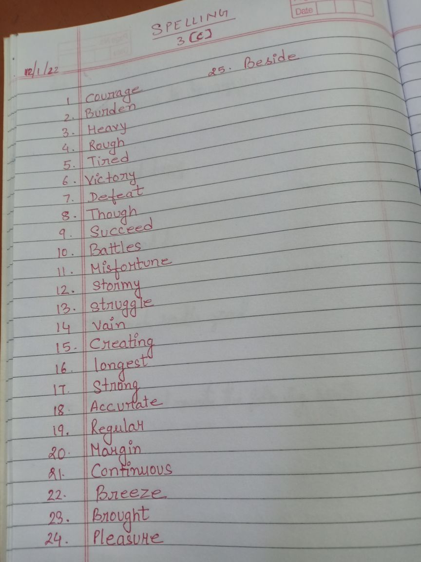 Spelling 12/1/22 - Spelling - Notes - Teachmint