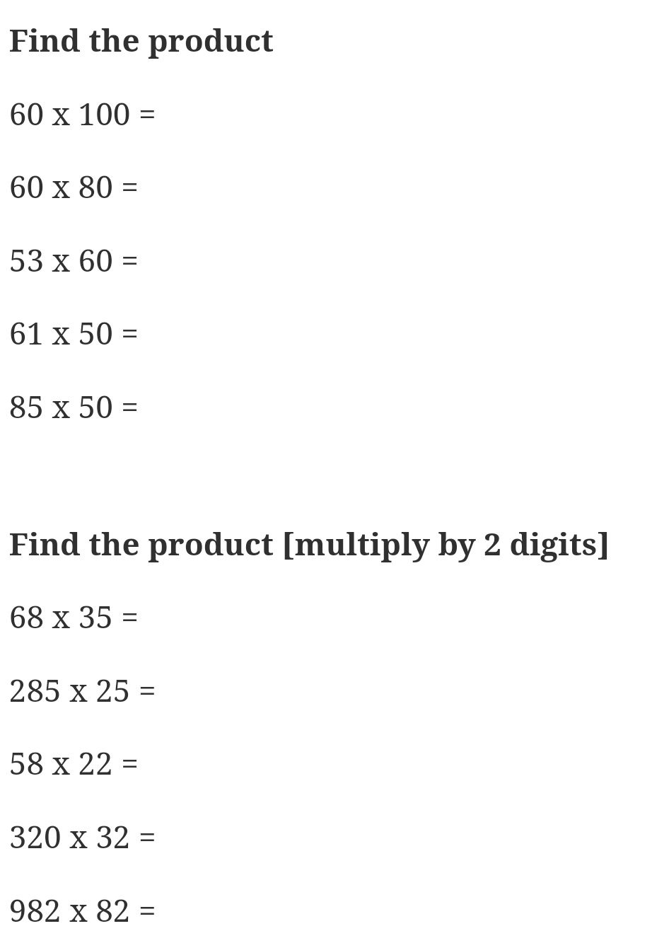 Grade 3 Multiplications - Maths - Assignment - Teachmint