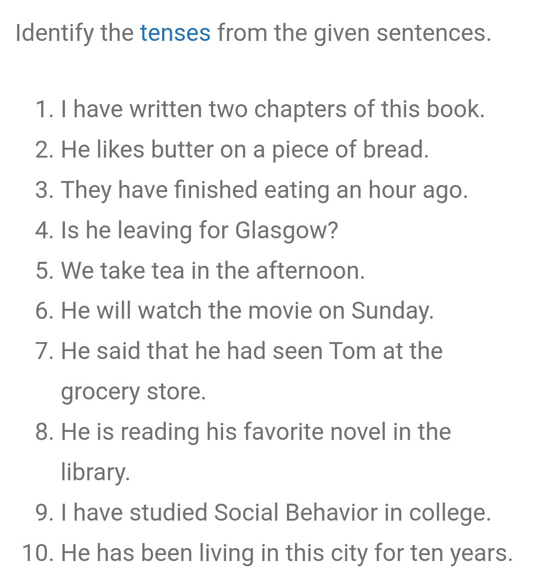 English Tense - All Subjects - Assignment - Teachmint