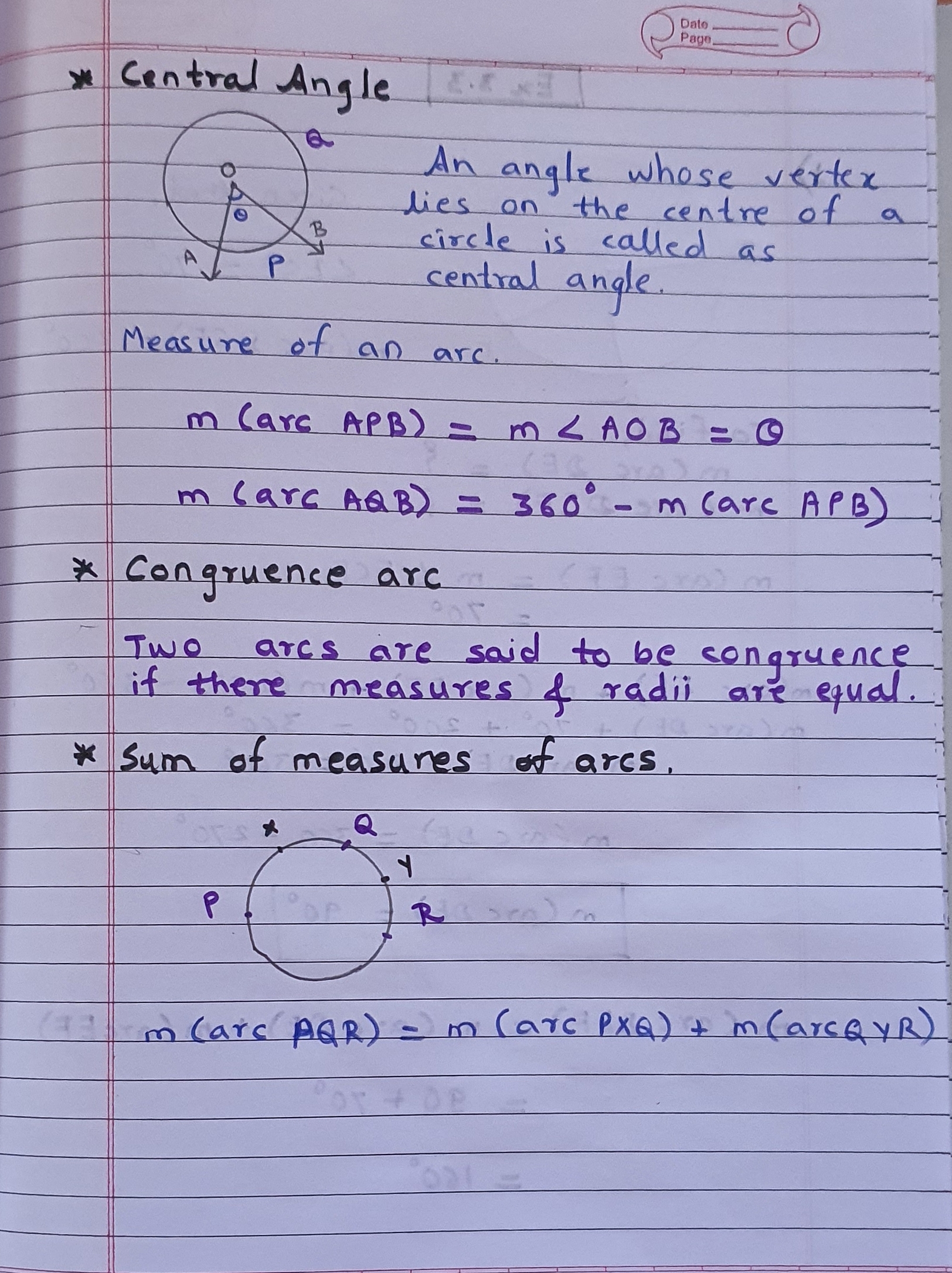 Central Angle - Geometry - Notes - Teachmint
