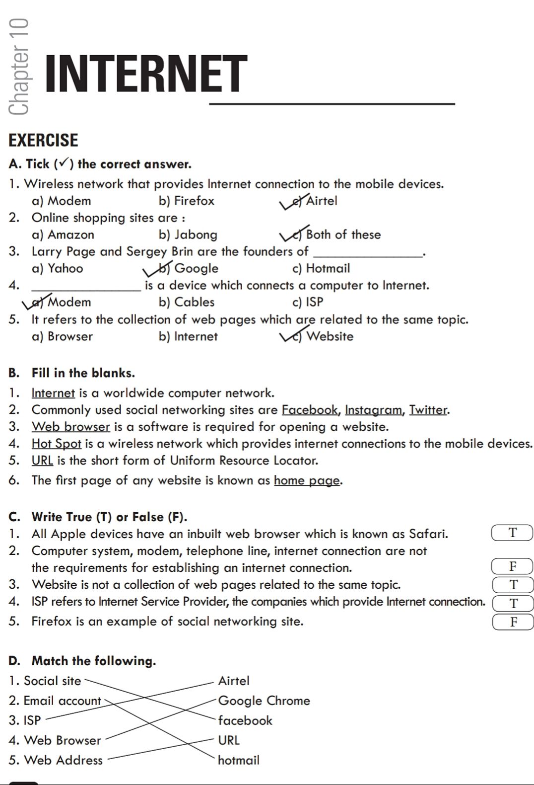 Chapter 10 Internet - Computer Science - Assignment - Teachmint