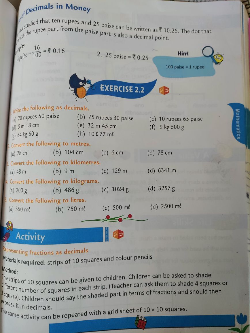 Decimals, Exercise 2.2 - Maths - Assignment - Teachmint