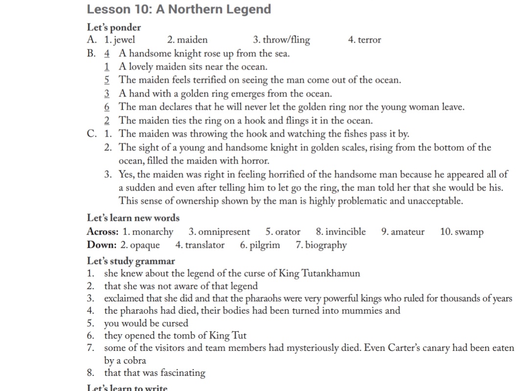 Chapter 10 (Workbook) - English - Notes - Teachmint