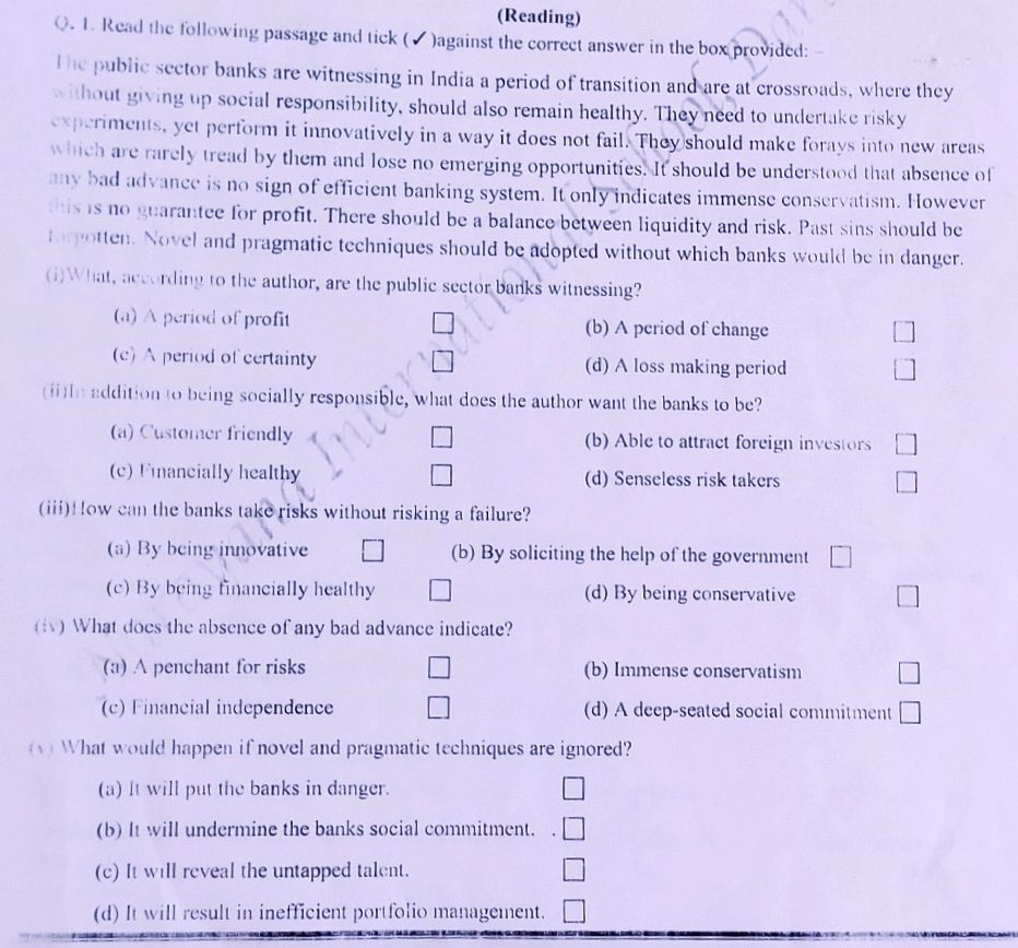 Reading Comprehension - English - Assignment - Teachmint