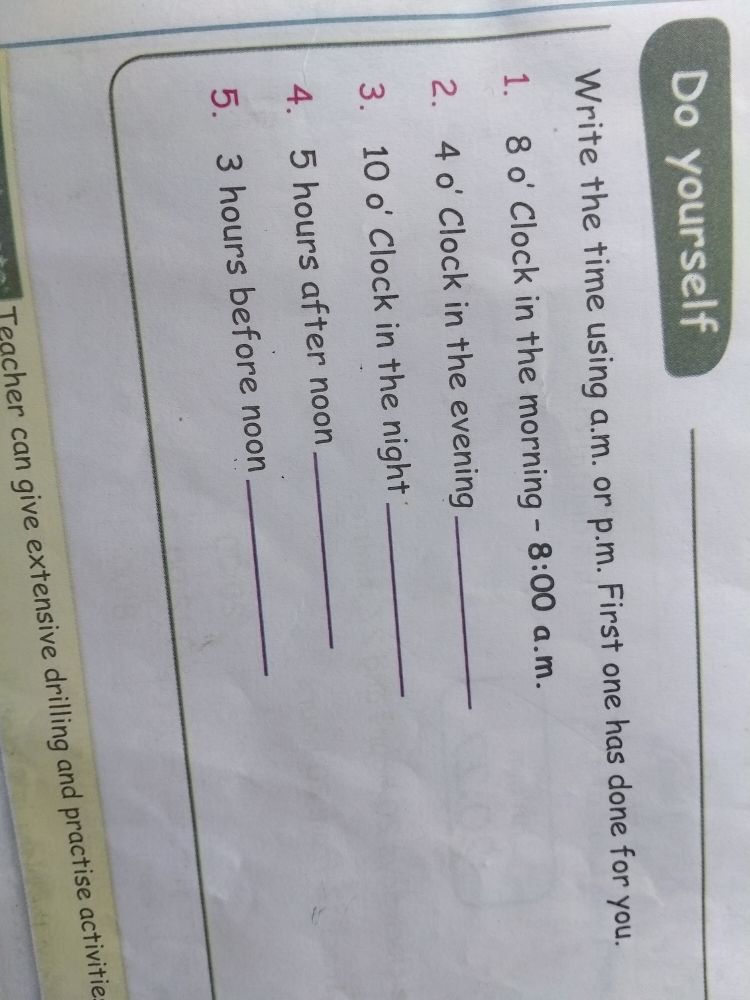 Time - Maths - Assignment - Teachmint