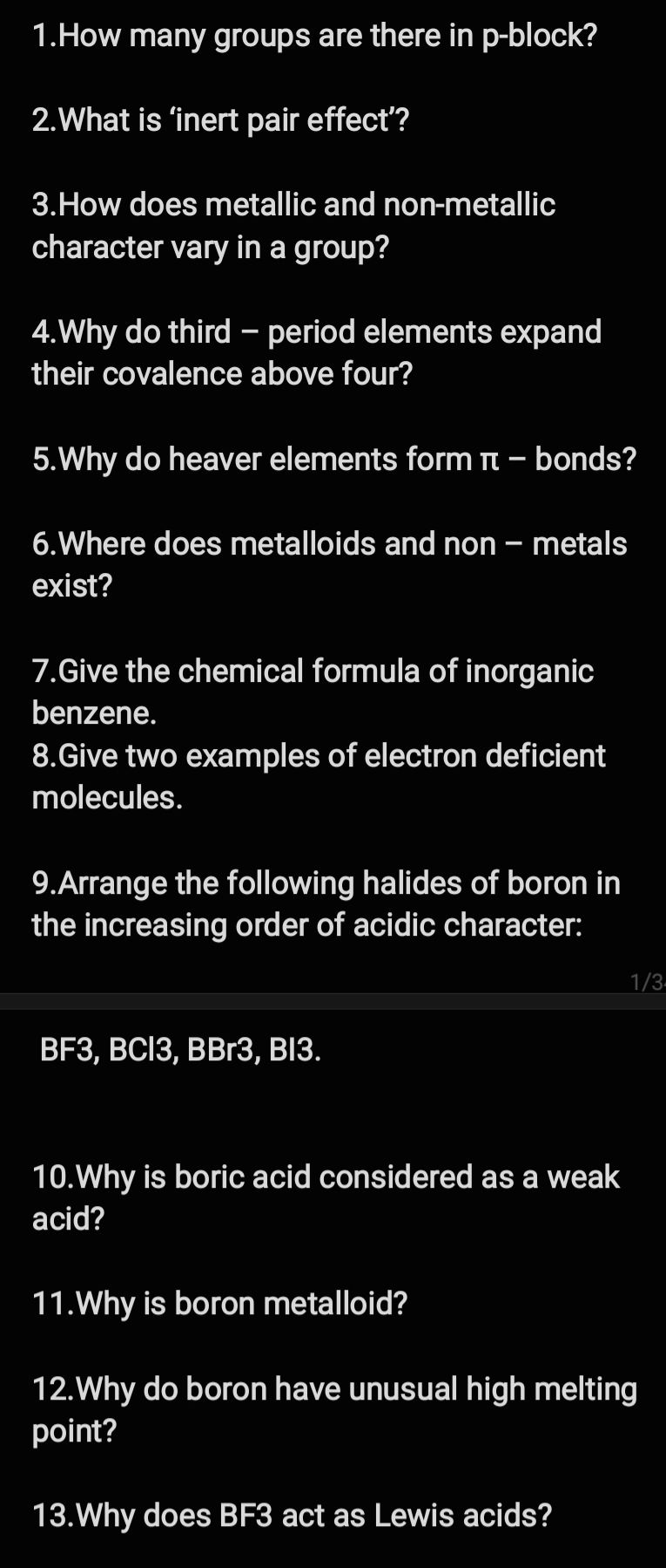 13 Group Elements - Chemistry - Subjective Test - Teachmint
