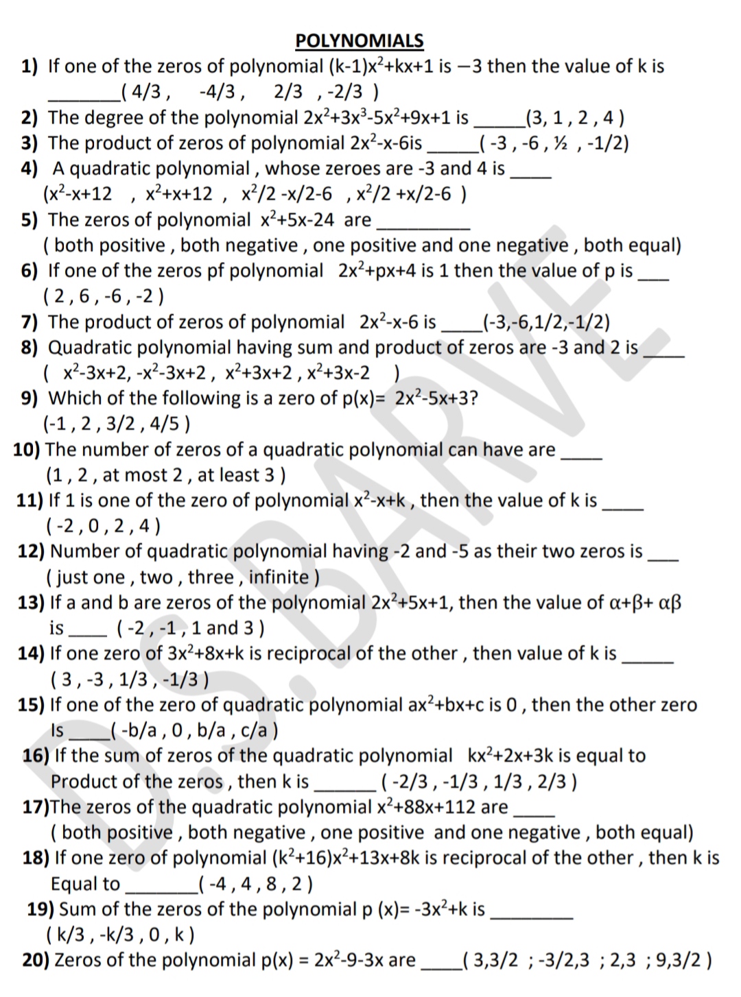 Polynomials MCQ.jpg - MATHS - Notes - Teachmint
