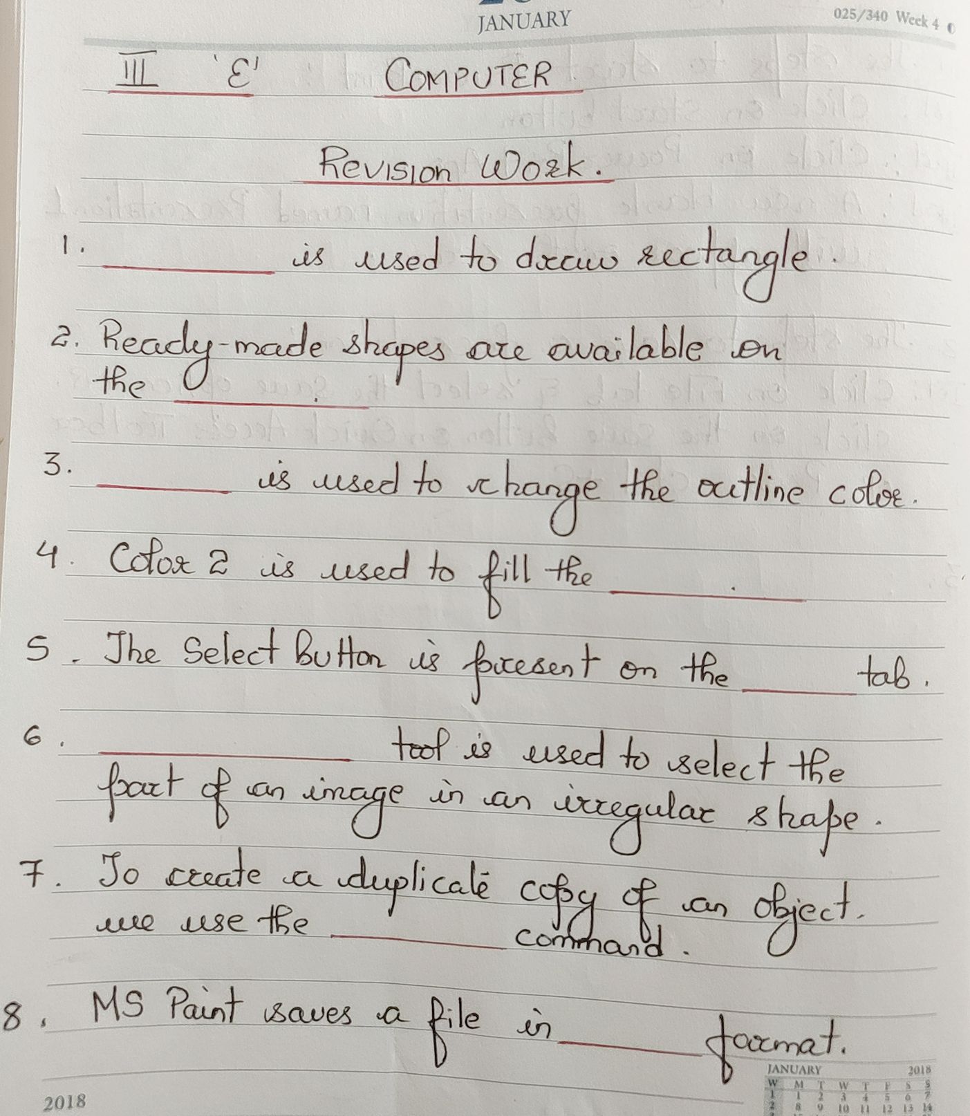 Revision Exercises - COMPUTER - Assignment - Teachmint