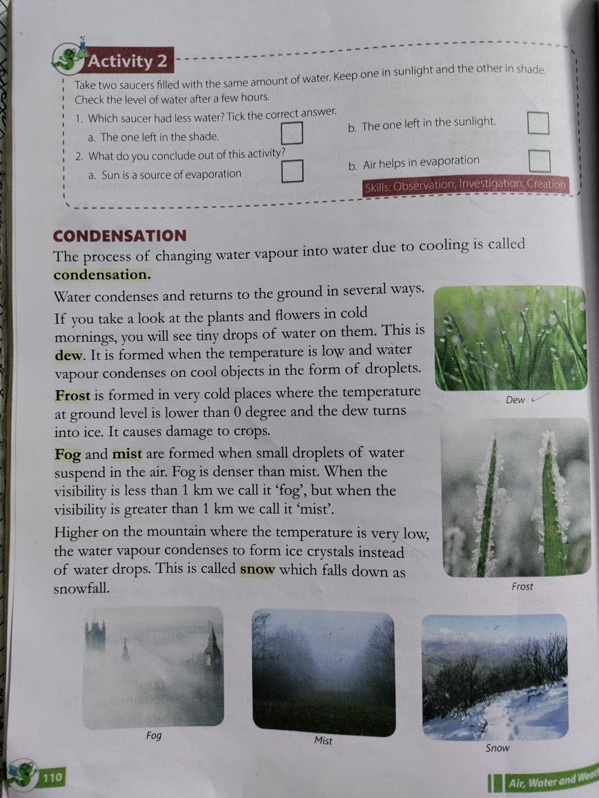 Evaporation, Condensation and Water Cycle - Maths - Assignment - Teachmint