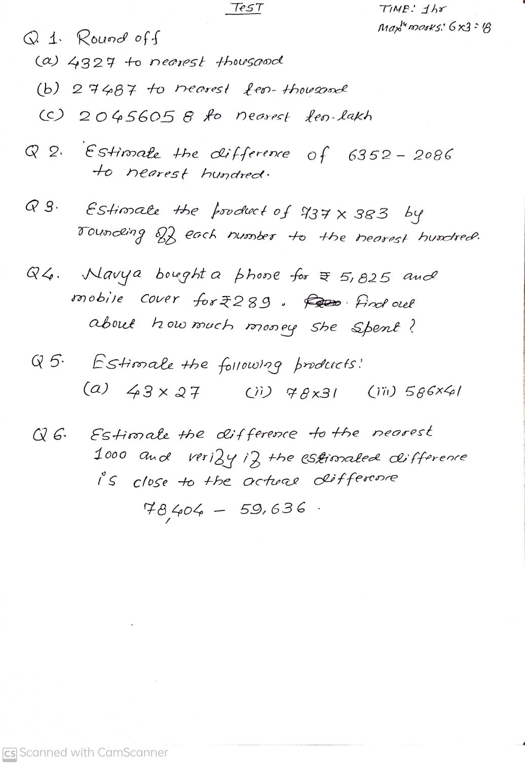 Rounding Off - Maths - Subjective Test - Teachmint