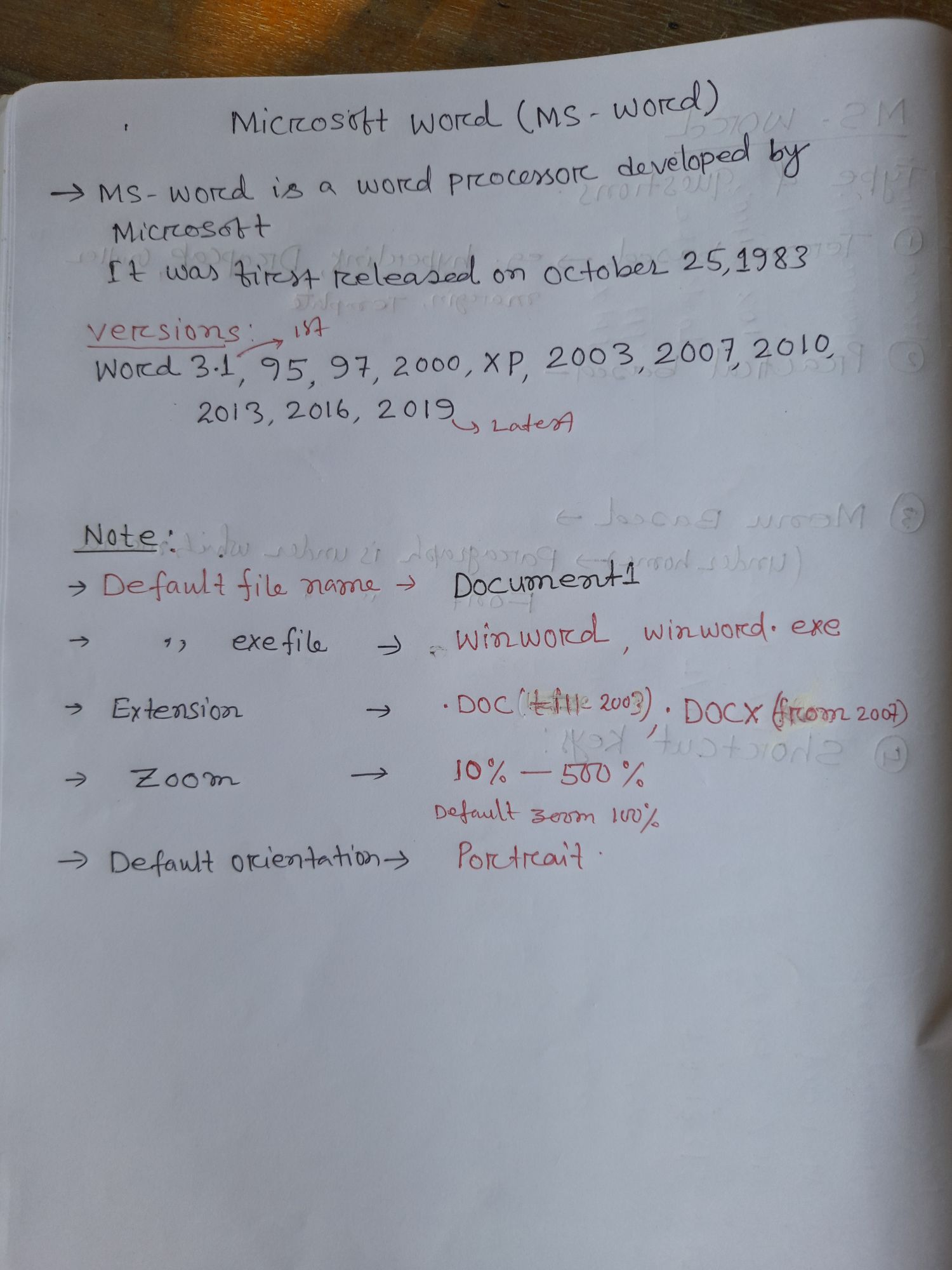 Ms Word - Computer Fundamental - Notes - Teachmint