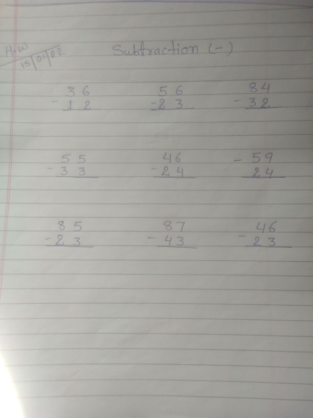 Subtraction - Maths - Assignment - Teachmint