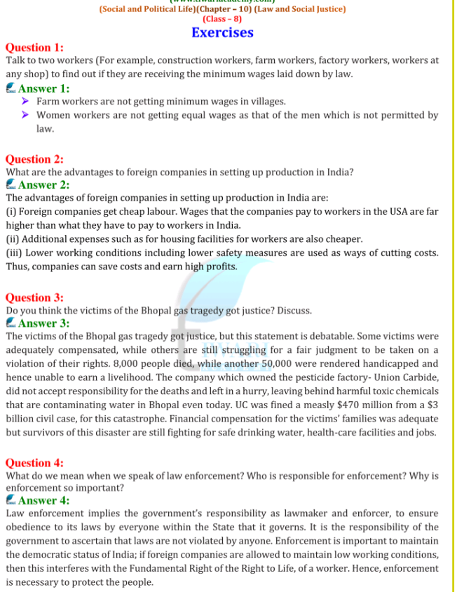 Chapter 8 (civics) - S. St. - Notes - Teachmint
