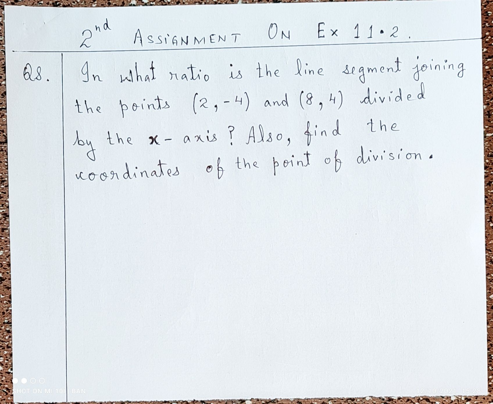 Chapter 11 Coordinate Geometry. - Mathematics - Assignment - Teachmint