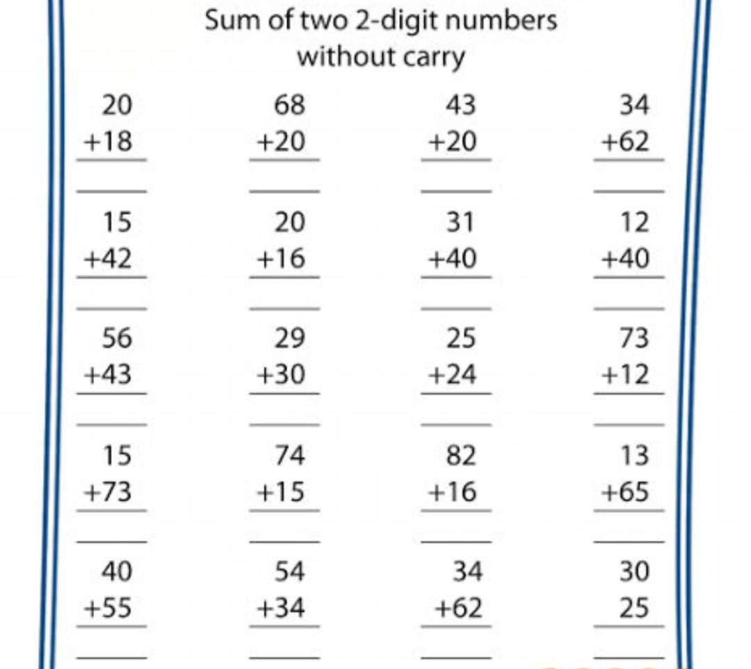 Two Digit Addition Without Carry Maths Assignment Teachmint