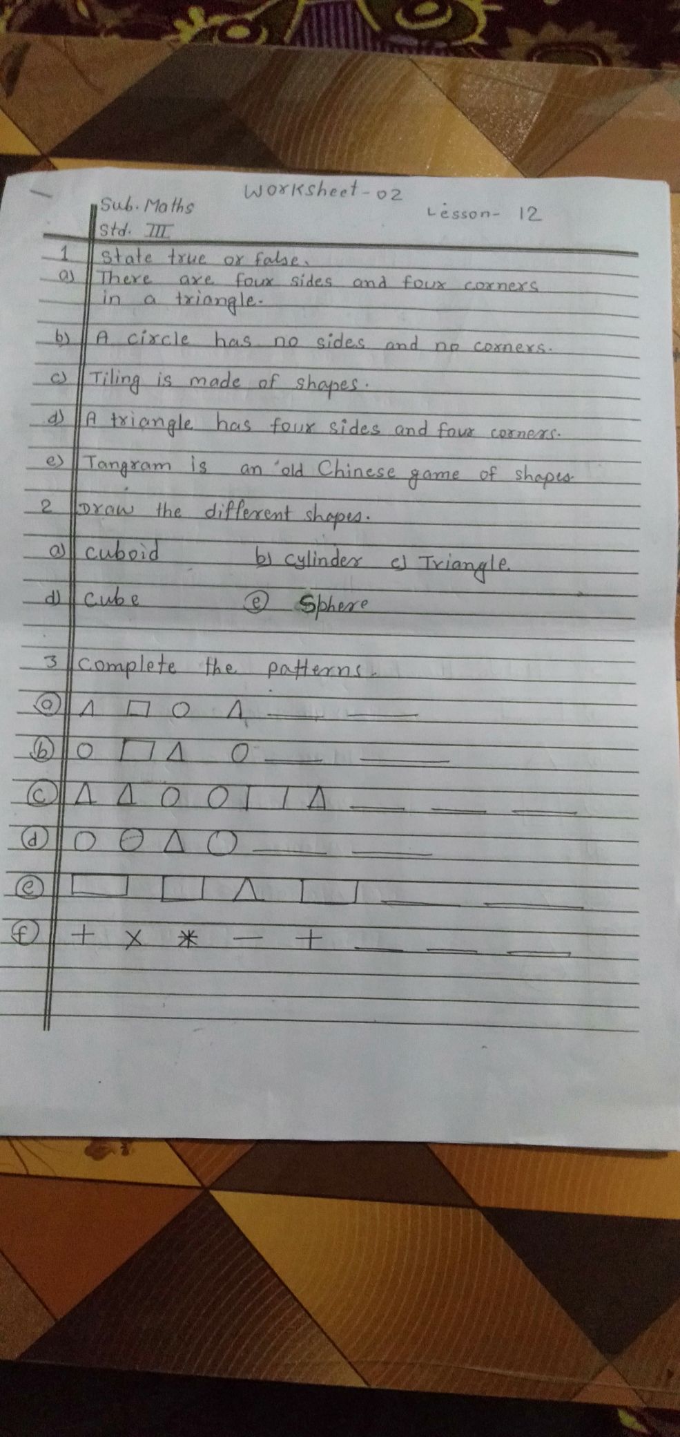 Worksheet 02 - MATHS - Assignment - Teachmint