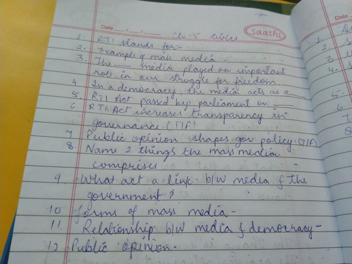 CH 5 Civics - Social Science - Notes - Teachmint