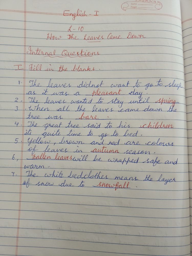 Notebook Work - English Course - Notes - Teachmint