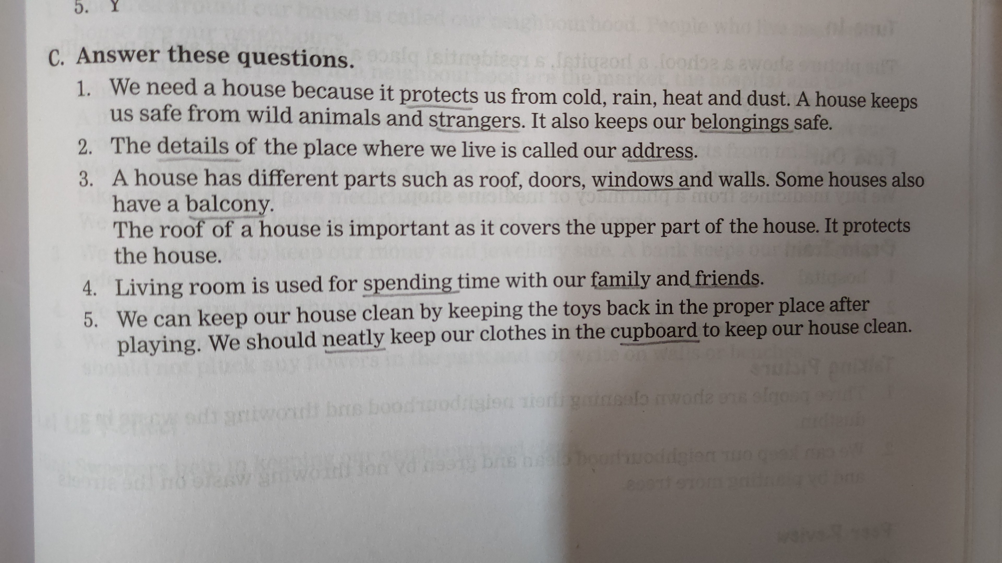 My House (Chapter 5) - EVS - Notes - Teachmint