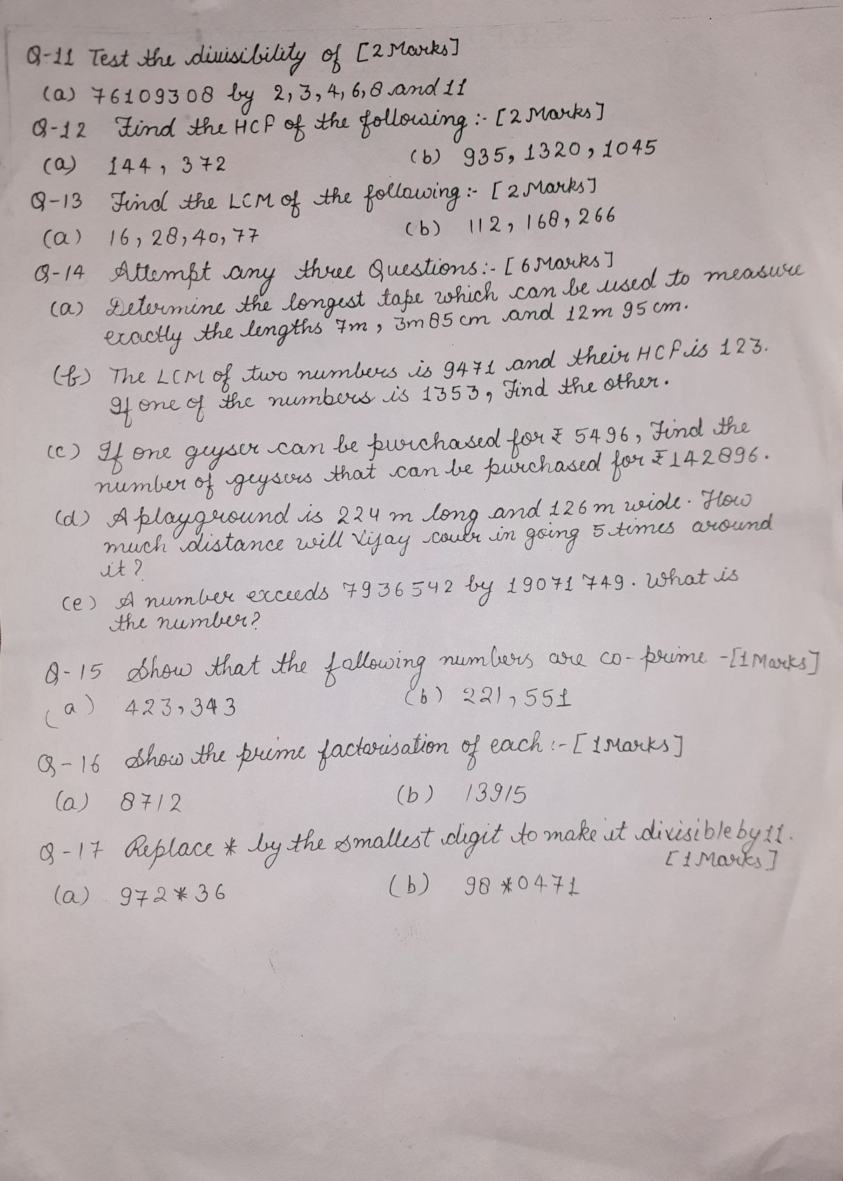 Number System - Mathematics - Subjective Test - Teachmint