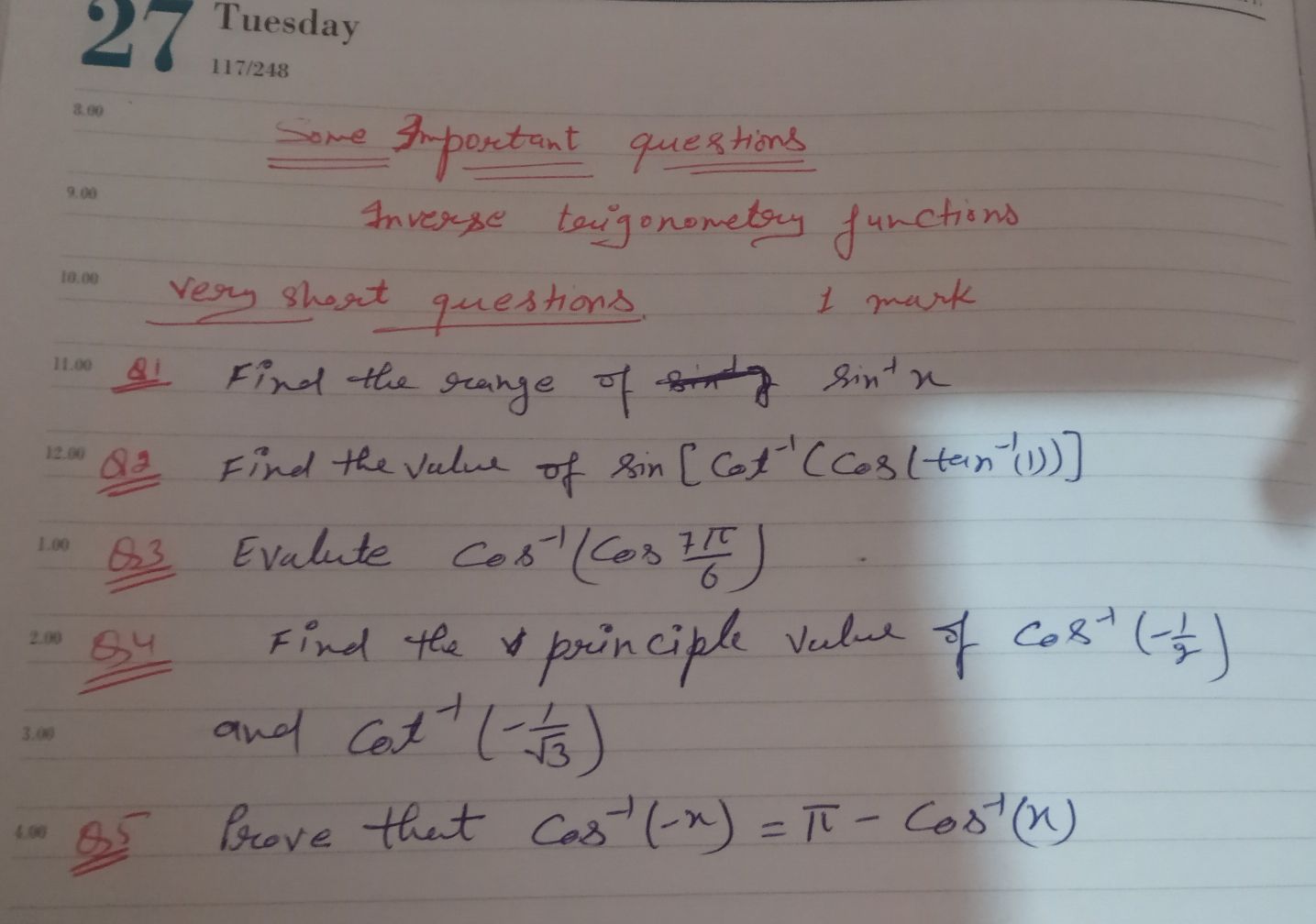 Inverse Trigonometric Functions - Maths - Assignment - Teachmint