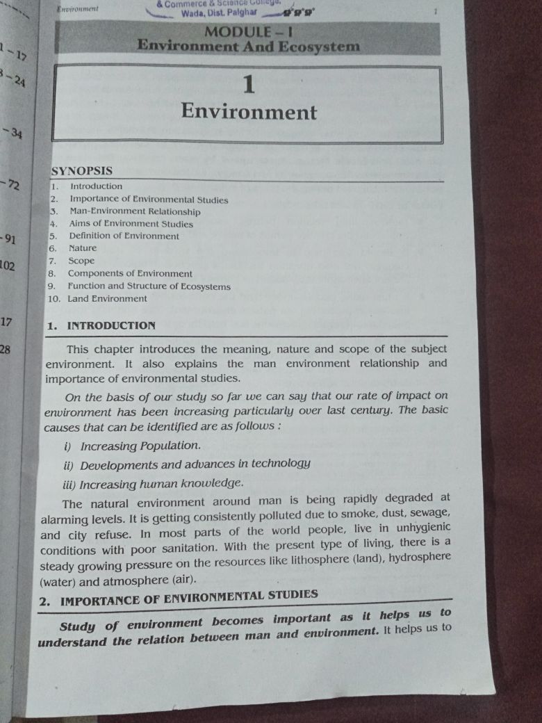 Page.No.1 - Environmental Studies (EVS) - Notes - Teachmint