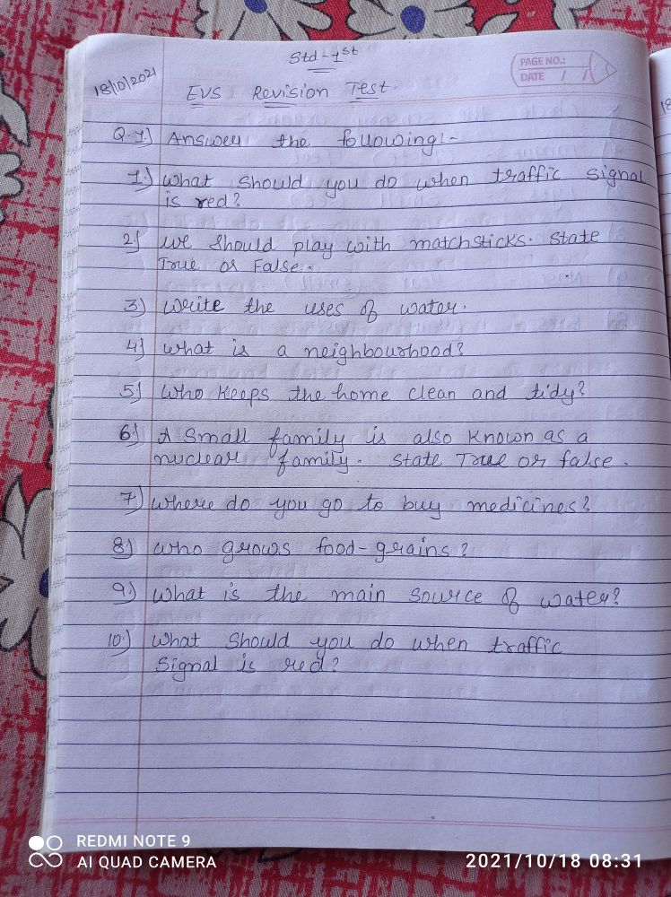 Evs Revision Worksheet 18-10-2021 - Evs - Assignment - Teachmint